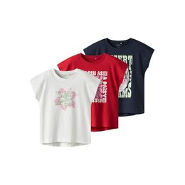 name it T-Shirt 'NKFVIOLET' Mädchen Größe 146/152 marine / rosa / dunkelrot / weiß
