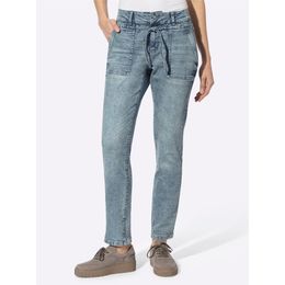 Webhose Heine, Damen, Gr. 40, Normalgr&ouml;&szlig;en, blau (blau, stone, washed), 98% Baumwolle, 2% Elasthan, unifarben, lang, Hosen