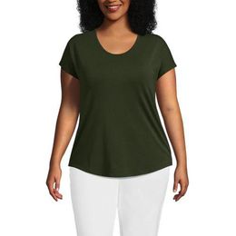 LANDS' END Shirt aus Baumwolle/Modal-Mix mit Ballett-Ausschnitt, Damen,  Grün, Baumwolle Modal, by Lands' End