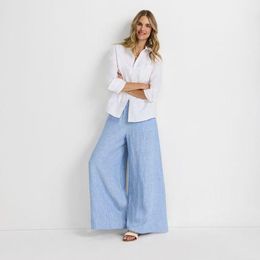 LANDS' END Premium Reinleinen-Palazzohose, Damen,  Blau, Leinen, by Lands' End