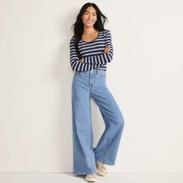LANDS' END Recover Jeans High Waist mit extraweitem Bein, Damen,  Blau, Elasthan/Baumwoll-Mischung/Polyester-Mischung, by Lands' End