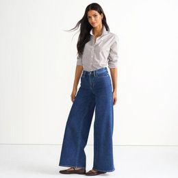 LANDS' END Recover Jeans High Waist mit extraweitem Bein, Damen,  Blau, Elasthan/Baumwoll-Mischung/Polyester-Mischung, by Lands' End