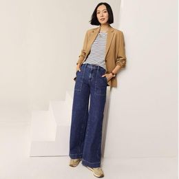 LANDS' END Soft Denim Utility-Jeans mit weitem Bein, Damen,  Blau, Elasthan/Baumwoll-Mischung, by Lands' End
