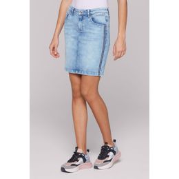 Jeansrock SOCCX, Damen, Gr. L, blau (sky blau), Material: 63% Baumwolle, 25% Polyester, 10% Viskose, 2% Elasthan, bestickt, casual, schmal, Röcke, mit Gehschlitz