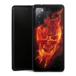 DeinDesign Galaxy S20 FE 5G Handy Silikon H&uuml;lle Case schwarz Handyh&uuml;lle Totenkopf Skull Fire