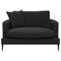 Sessel LEONIQUE "Cozy Loungesessel", schwarz, B:91cm H:80cm T:97cm, Samtoptik (100% Polyester), Struktur (100% Polyester), Sessel, Einzelsessel XXL-Sessel, mit Metallbeinen und Zierkissen