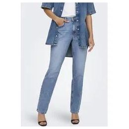 Low-rise-Jeans Only "ONLBRENDA LOW WIDE DNM CRO158 NOOS", Damen, Gr. L (40), Länge 32, blau (light medium blau denim), Denim/Jeans, Obermaterial: 100% Baumwolle, unifarben, modisch, gerade, Jeans