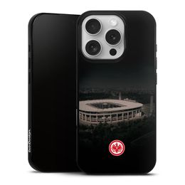 DeinDesign iPhone 16 Pro Handy Slim Case extra d&uuml;nn Silikon Handyh&uuml;lle schwarz H&uuml;lle Stadium Official Licensed Product Eintracht Frankfurt Silikon Slim Case