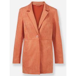 sheego Gro&szlig;e Gr&ouml;&szlig;en Longblazer in Veloursleder-Optik, papaya, Gr&ouml;&szlig;e 40 - Damen
