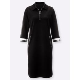 WITT Damen Polokleid im hochwertigen Modal-Mix, schwarz, Gr&ouml;&szlig;e 38