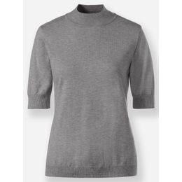WITT Damen Pullover mit halblangem &Auml;rmel, grau-meliert, Gr&ouml;&szlig;e 40