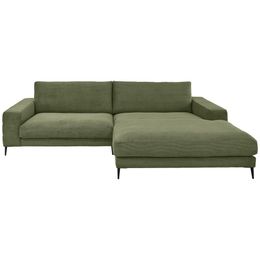 Dieter Knoll Collection Dieter Knoll Ecksofa Badia Base , Dunkelgrün , Textil , 3-Sitzer , Ottomane rechts , 293x207 cm , Goldenes M, Oeko-Tex® Standard 100, DGM-Klimapakt,