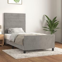 vidaXL Bettgestell ohne Matratze Hellgrau 90x190 cm Samt