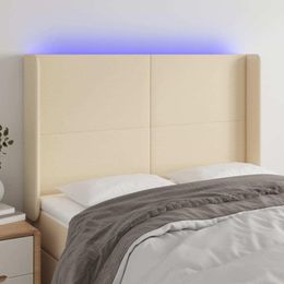 vidaXL LED Kopfteil Creme 147x16x118/128 cm Stoff