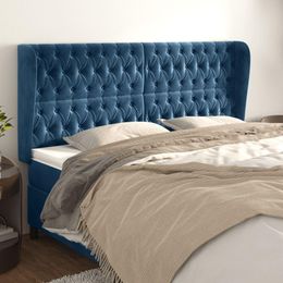 vidaXL Kopfteil mit Ohren Dunkelblau 183x23x118/128 cm Samt