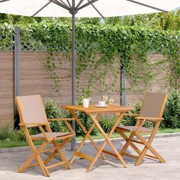 vidaXL 3-tlg. Bistro-Set Taupe Stoff und Massivholz