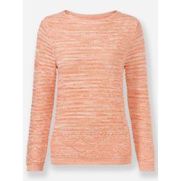 WITT Damen Pullover aus mehrfarbigem Melange-Garn, ecru-apricot-meliert, Gr&ouml;&szlig;e 54