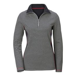 WITT Damen Sweatshirt mit Kontrast-Eins&auml;tzen, schwarz-grau-gestreift, Gr&ouml;&szlig;e 36