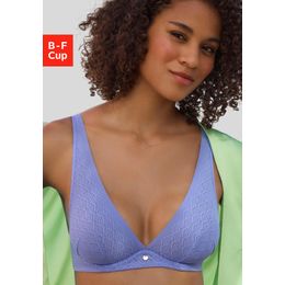Bügel-BH Lascana, Damen, Gr. 70, Cup E, blau, Spitze, Obermaterial: 57% Polyamid, 28% Modal, 15% Elasthan, Modisch, BHs, in High-Apex-Schnittform mit extraflachen Kanten, Dessous