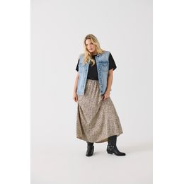 Maxirock Only CARMAKOMA "CARVENEDIG LIFE LONG SKIRT NOOS", Damen, Gr. 44, silber mink aop:lina small leo, Web, Obermaterial: 100% Viskose, bedruckt, modisch, wadenlang, Röcke