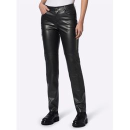 Heine Damen Lederimitathose, Schwarz, Gr. 36, R&ouml;hrenhosen, Material: Polyester
