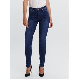 Véro Moda Skinny-fit-Jeans VERO MODA "VMTANYA MR S PIPING", Damen, Gr. XS (34), Länge 32, blau (dunkelblau denim), Denim/Jeans, Obermaterial: 69% Baumwolle, 25% Polyester, 3% Elasthan, 3% Viskose, Basic, skinny fit, Jeans