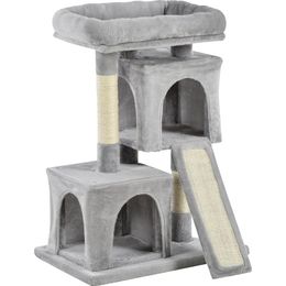 PawHut Kratzbaum 83 cm Kleiner Katzenkratzbaum mit Sisalsäulen, Katzenkratzbaum, Katzen Kletterbaum, Katzenbaum, Katzenmöbel Spielbaum für kleine Katzen, Hellgrau