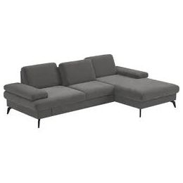 Sit & More Ecksofa SIT & MORE "Morris L-Form, inkl. Sitztiefenverstellung", grau (stone), B:275cm H:82cm T:171cm, 100% Polyester, Sofas, wahlweise mit Armteilverstellung, Bettfunktion & Bettkasten