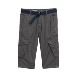 Tom Tailor Herren TTMAX Overknee Cargo Shorts mit Gürtel, grau, Gemustert, Gr. 30