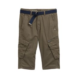 Tom Tailor Herren TTMAX Overknee Cargo Shorts mit Gürtel, grün, Gemustert, Gr. 30