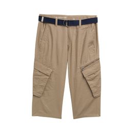 Tom Tailor Herren TTMAX Overknee Cargo Shorts mit Gürtel, beige, Gemustert, Gr. 30