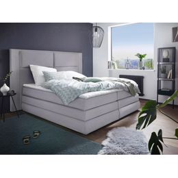 Boxspringbett Collection AB "Copenhagen", grau (lightgrau), B:231cm L:215cm, Holzwerkstoff, Spanplatte, Komplettbetten, inklusive Bettkasten, Topper, wahlweise mit LED-Beleuchtung, Topseller
