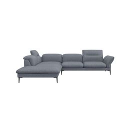 Ecksofa FLEXLUX "Salino, Funktionssofa mit Ottomane, Relaxsofa, Ecksofa", blau (navy blau), B:287cm H:88cm T:239cm, 62% Polyester, 17% Cotton, 14% Viscose, 7% Linen, Sofas, Ecksofa, Sofa mit Arm- und Kopfteil-Verstellungen, Kaltschaum & Stahl-Wellen
