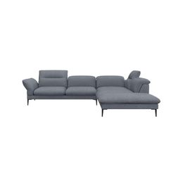 Ecksofa FLEXLUX "Salino, Funktionssofa mit Ottomane, Relaxsofa, Ecksofa", blau (navy blau), B:287cm H:88cm T:239cm, 62% Polyester, 17% Cotton, 14% Viscose, 7% Linen, Sofas, Ecksofa, Sofa mit Arm- und Kopfteil-Verstellungen, Kaltschaum & Stahl-Wellen