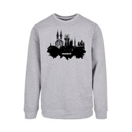 F4NT4STIC Sweatshirt 'Cities Collection - Munich skyline' Herren Gr&ouml;&szlig;e XS grau / schwarz