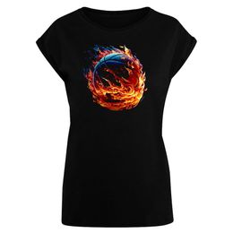 F4NT4STIC Shirt 'Basketball Sports Collection On FIRE' Damen Gr&ouml;&szlig;e XXL blau / orange / schwarz