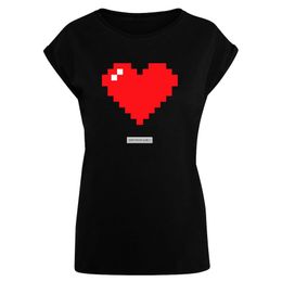 F4NT4STIC T-Shirt 'Pixel' Damen Gr&ouml;&szlig;e L grau / rot / schwarz / wei&szlig;