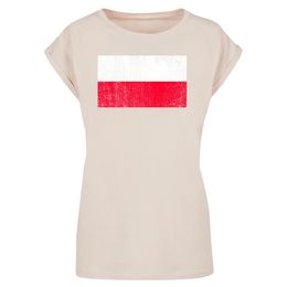 F4NT4STIC Shirt 'Poland Polen Flagge' Damen Gr&ouml;&szlig;e S beige / rot / wei&szlig;