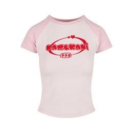 Karl Kani T-Shirt 'Woven Signature Heart Tiny' Damen Gr&ouml;&szlig;e XL ros&eacute; / hellpink / rot