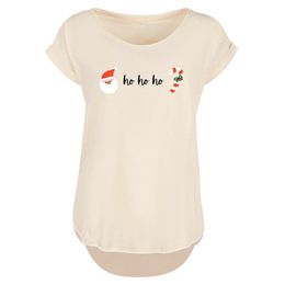 F4NT4STIC Shirt 'Ho Ho Ho Weihnachten Christmas' Damen Gr&ouml;&szlig;e 5XL beige / gr&uuml;n / rot / wei&szlig;