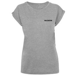 F4NT4STIC T-Shirt 'Macherin' Damen Gr&ouml;&szlig;e 5XL grau / schwarz