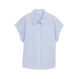 Tom Tailor Denim Bluse Damen Gr&ouml;&szlig;e M taubenblau / wei&szlig;