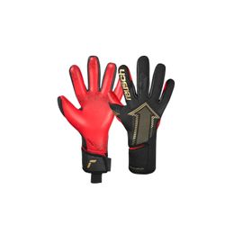 Torwarthandschuhe Reusch "Fastgrip Gold X GluePrint", Damen, Gr. 8,5, schwarz (schwarz, rot), 58% Elastodien, 34% Polyester, 6% Polyurethan, 2% Polyamid, mehrfarbig, Handschuhe, mit Hybrid Negative Cut