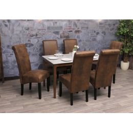 6er-Set Esszimmerstuhl HWC-N67, Stuhl Küchenstuhl Lehnstuhl Massivholz Stoff/Textil ~ Wildlederoptik, schwarze Beine