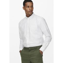 Only & Sons ONLY & SONS Langarmhemd »NEIL LIFE ORGANIC OXFORD SHIRT« weiß XL (54/56) - N-Gr N-Gr XL (54/56) Mit Kentkragen und Brusttasche