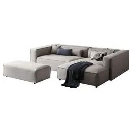 Polsterecke "PIARA XXL, L-Form mit Schlaffunktion, Big-Sofa in Cord o. Leinenoptik", grau (silbergrau), B:288cm T:198cm, 100% Polyester, LeGer Home by Lena Gercke, Sofas, Hocker stellbar zum Schlafsofa (Krokodilverbinder), tiefe Sitzfläche