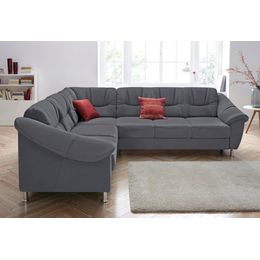 Sit & More Ecksofa SIT & MORE "Salsa L-Form", grau (dunkelgrau), B:264cm H:86cm T:244cm, Bedruckte Microfaser (100% Polyester);Luxus-Microfaser ALTARA NUBUCK (100% Polyester);Struktur (100% Polypropylen), Sofas, Ecksofa, mit Federkern, wahlweise mit Bettfunktion, Topseller