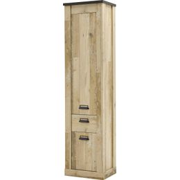 Stauraumschrank Home Affaire "SHERWOOD", braun (old style hell dekor), B:51cm H:201cm T:38cm, Schränke, Garderobenschrank Mehrzweckschrank Stauraumschrank, in modernem Holz Dekor, mit Apothekergriffen aus Metall, Höhe 201 cm