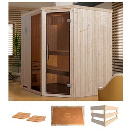 Sauna Weka "Varberg 2", beige (natur), ohne Ofen, (ohne Ofen), Saunen, ohne Ofen