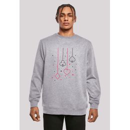 Kapuzenpullover F4NT4STIC "Kreuz Pik Herz Karo Poker Kartenspiel", Damen, Gr. 3XL, grau (erdgrau), Obermaterial: 50% Baumwolle, 50% Polyester, relaxed fit, Rundhals, Pullover Kapuzenpullover, Print